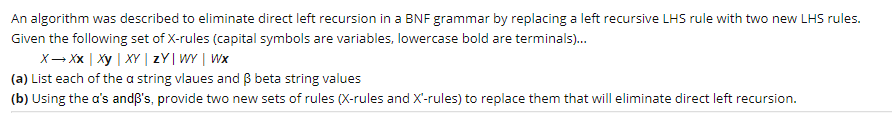 Solved An algorithm was described to eliminate direct left | Chegg.com