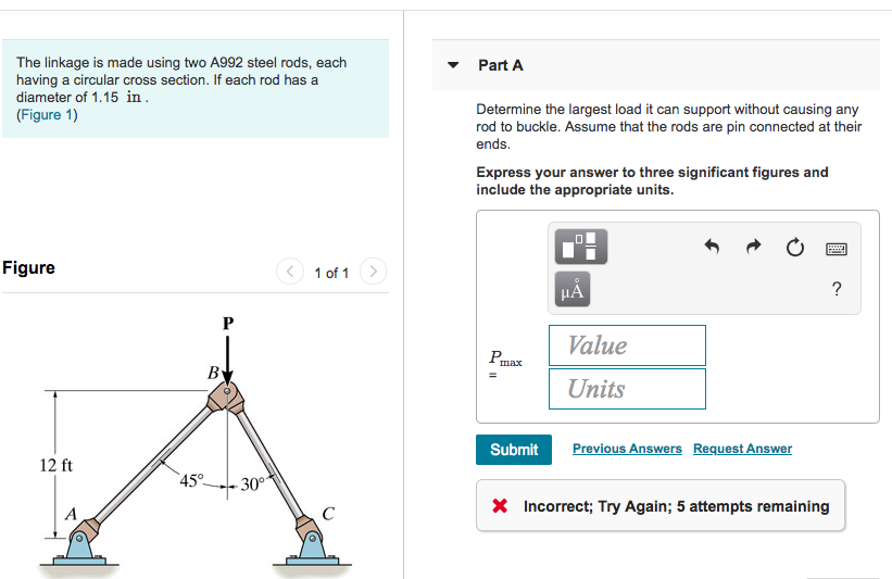 Solved The linkage is made using two A992 steel rods, each | Chegg.com