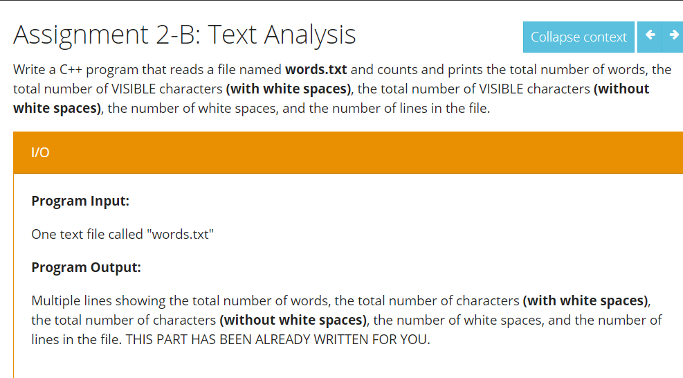 Solved Assignment 2-B: Text Analysis Collapse context Write | Chegg.com