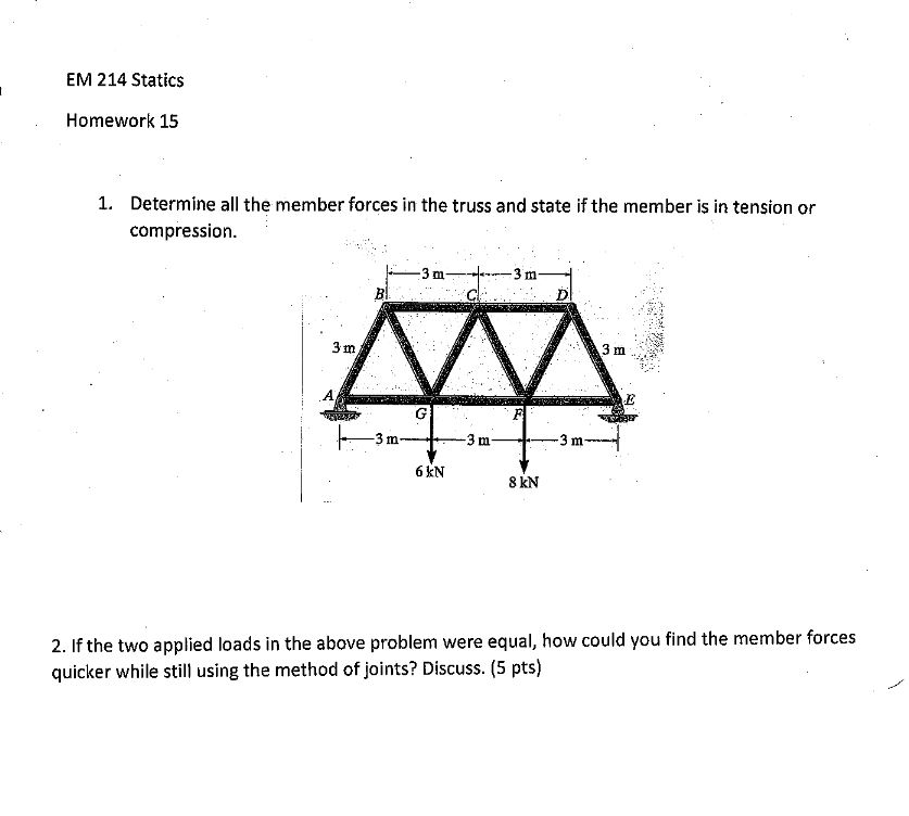 Solved EM 214 Statics Homework 15 1. Determine all the | Chegg.com