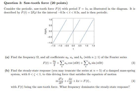 Solved Question 3: Saw-tooth force (20 points) Consider the | Chegg.com