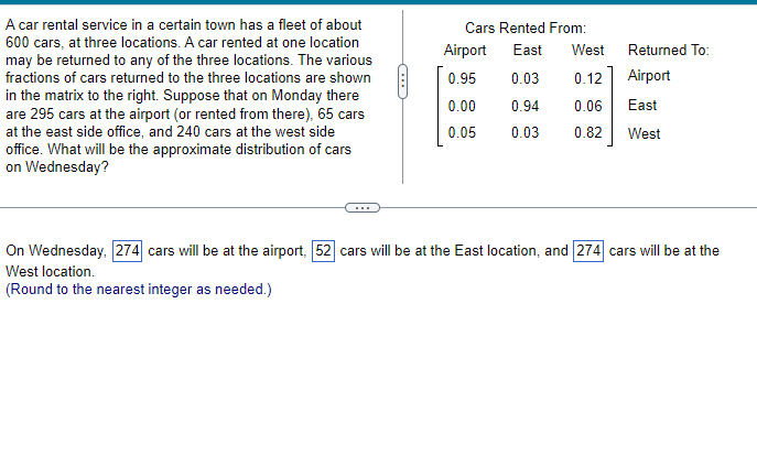 Solved A car rental service in a certain town has a fleet of | Chegg.com