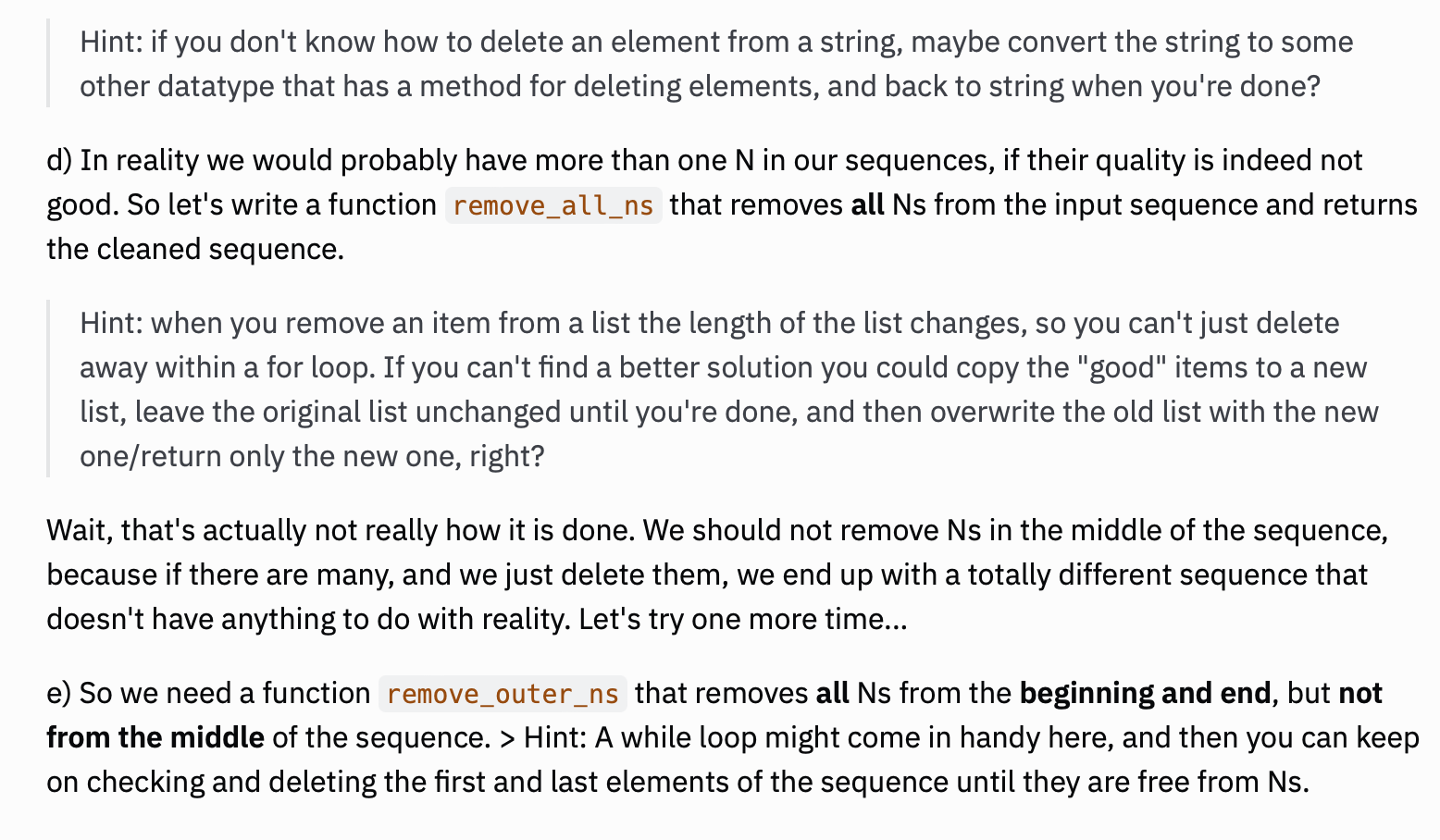 Solved Let's develop some code to clean up DNA sequences. We | Chegg.com