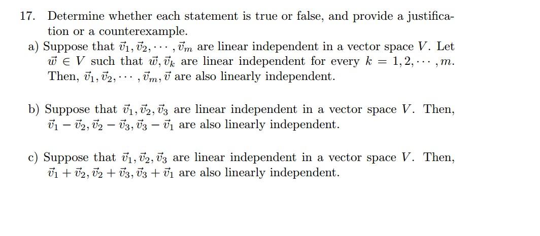 Solved 17. Determine whether each statement is true or | Chegg.com