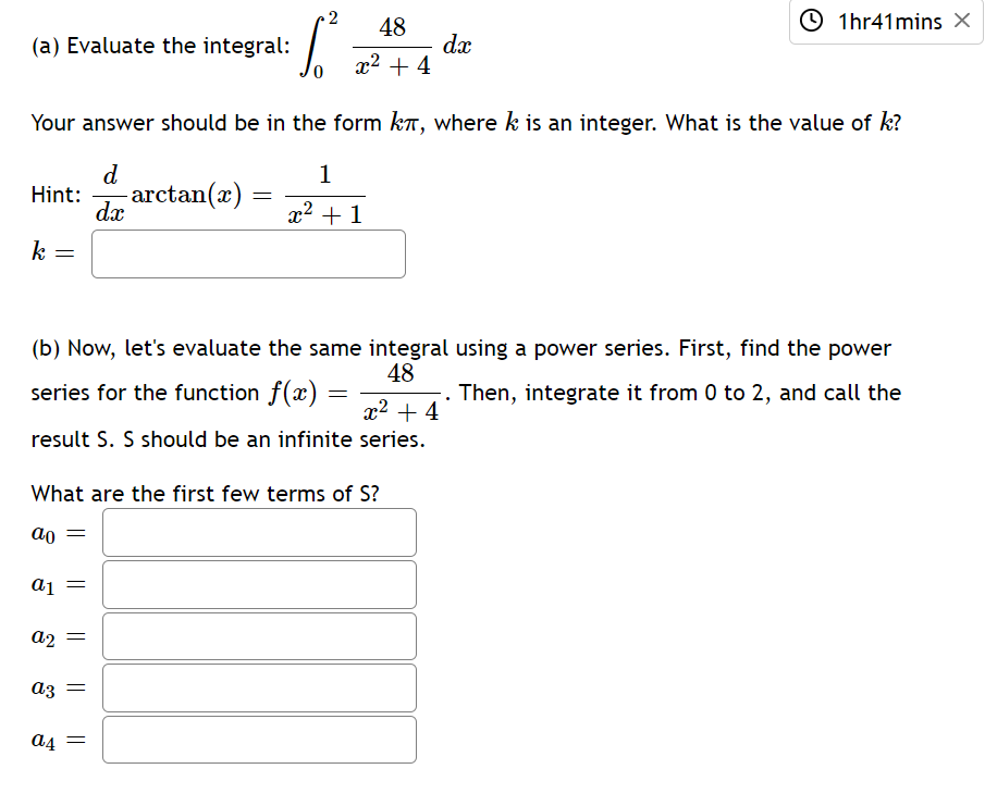 Solved (a) Evaluate the integral: k = Your answer should be | Chegg.com