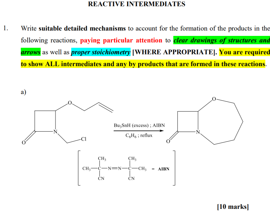 Solved REACTIVE INTERMEDIATES 1. Write suitable detailed | Chegg.com
