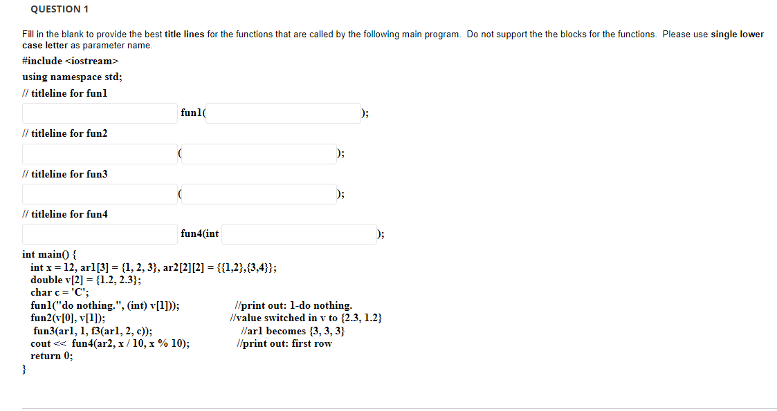 Solved Fill in the blank to provide the best title lines for | Chegg.com