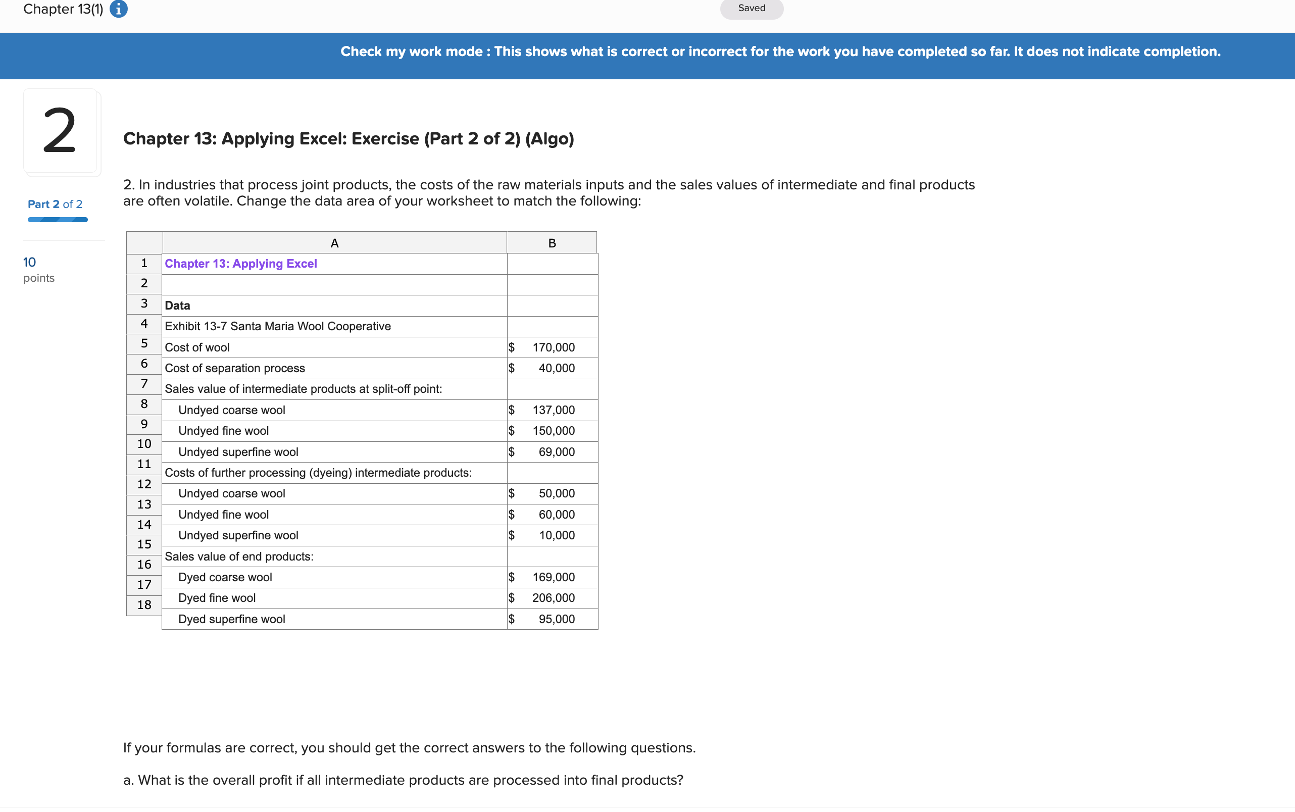 Solved Chapter 13: Applying Excel: Exercise (Part 2 of 2) | Chegg.com