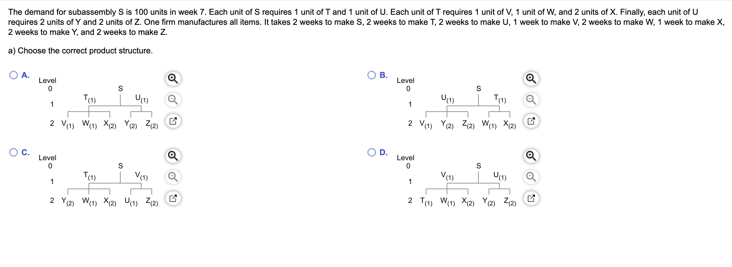 Solved The demand for subassembly S is 100 units in week 7 . | Chegg.com