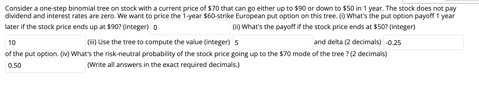 Solved Consider A One Step Binomial Tree On Stock With A