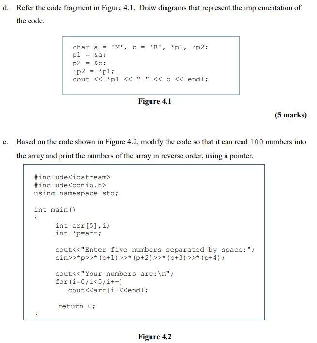 Solved d. Refer the code fragment in Figure 4.1. Draw | Chegg.com