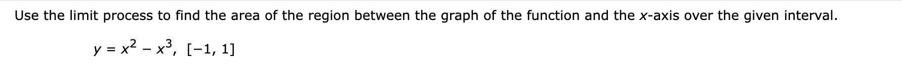 Solved Use the limit process to find the area of the region | Chegg.com