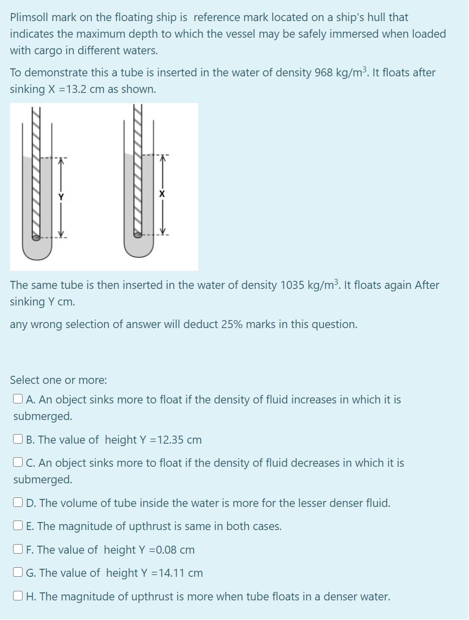 Solved Plimsoll mark on the floating ship is reference mark | Chegg.com