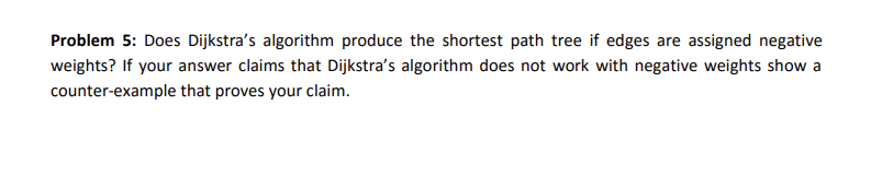 Solved Problem 5: Does Dijkstra's algorithm produce the | Chegg.com