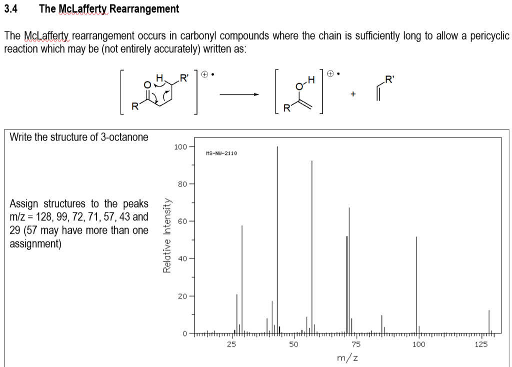 Solved 3.4 The McLafferty Rearrangement The McLafferty | Chegg.com