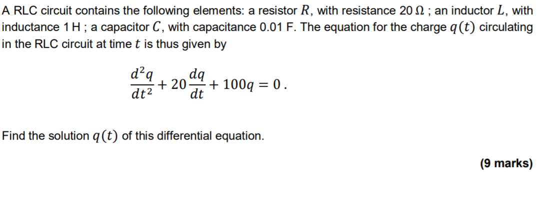Solved A RLC circuit contains the following elements: a | Chegg.com