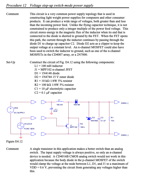 Procedure 12 Voltage step-up switch-mode power supply | Chegg.com
