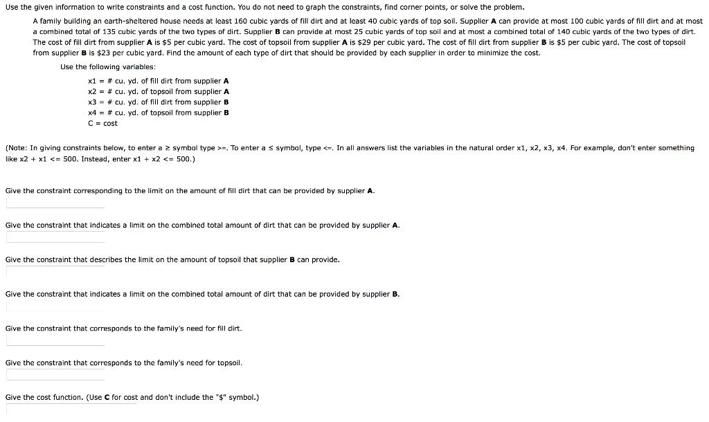 Solved Use the given information to write constraints and a | Chegg.com