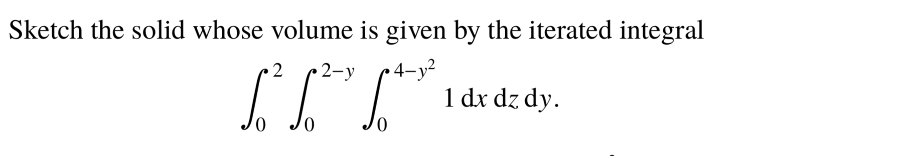 Solved Sketch the solid whose volume is given by the | Chegg.com