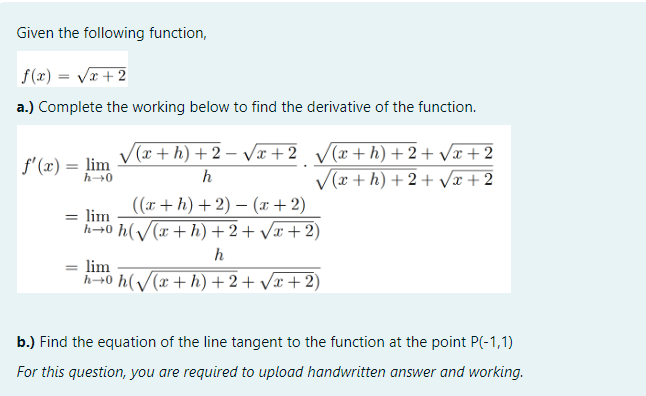 Solved Given the following function, f(x)=x+2 a.) Complete | Chegg.com