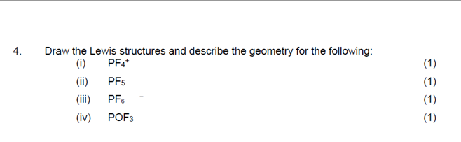 Solved Draw the Lewis structures and describe the geometry | Chegg.com
