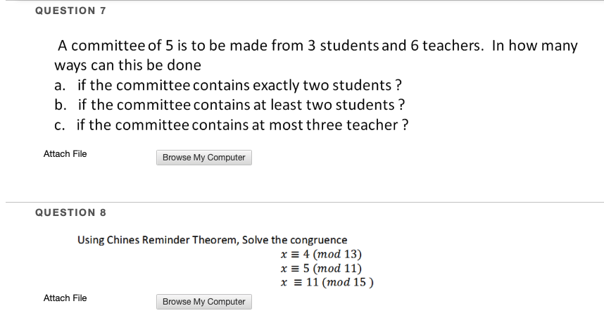 Solved QUESTION 7 A committee of 5 is to be made from 3 | Chegg.com