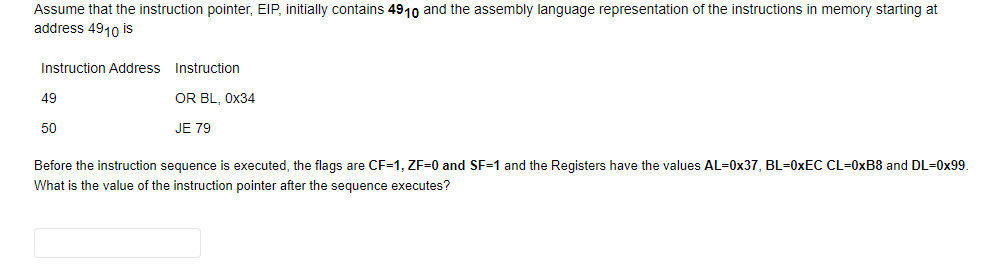 Assume that the instruction pointer, EIP, initially | Chegg.com