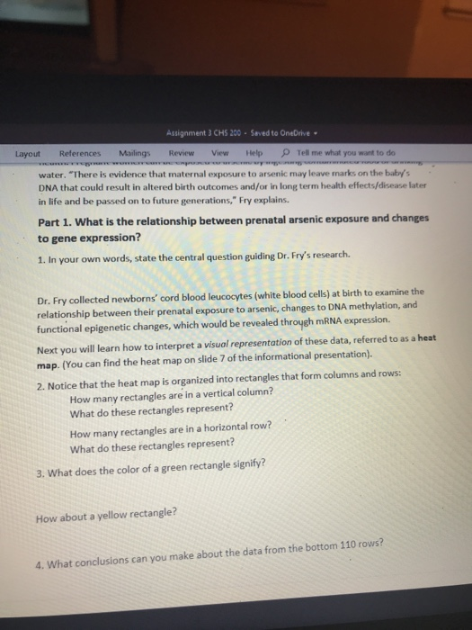 Assignment 3 CHS 200-Saved to OneDrive. Review View | Chegg.com