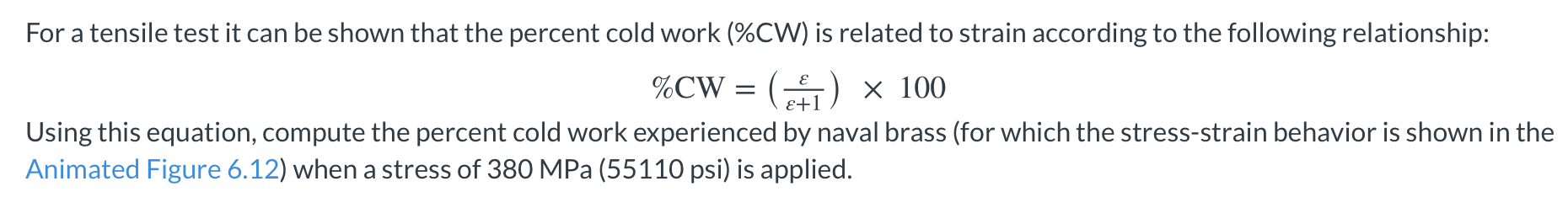 Solved For a tensile test it can be shown that the percent | Chegg.com