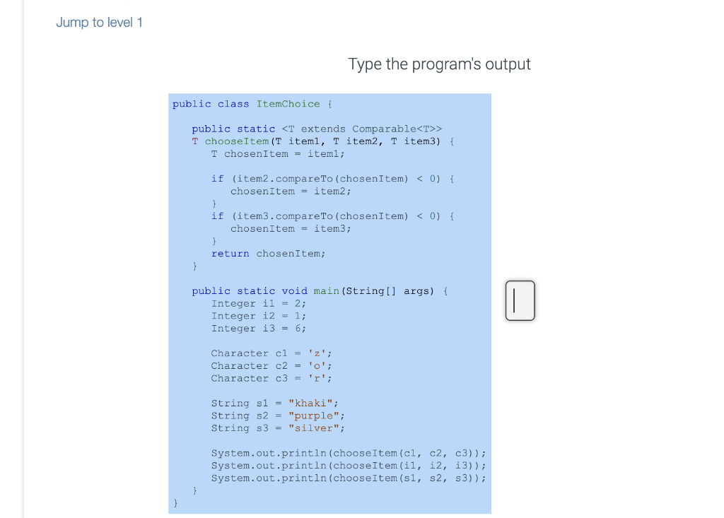 Solved Jump to level 1 Type the program's output public | Chegg.com