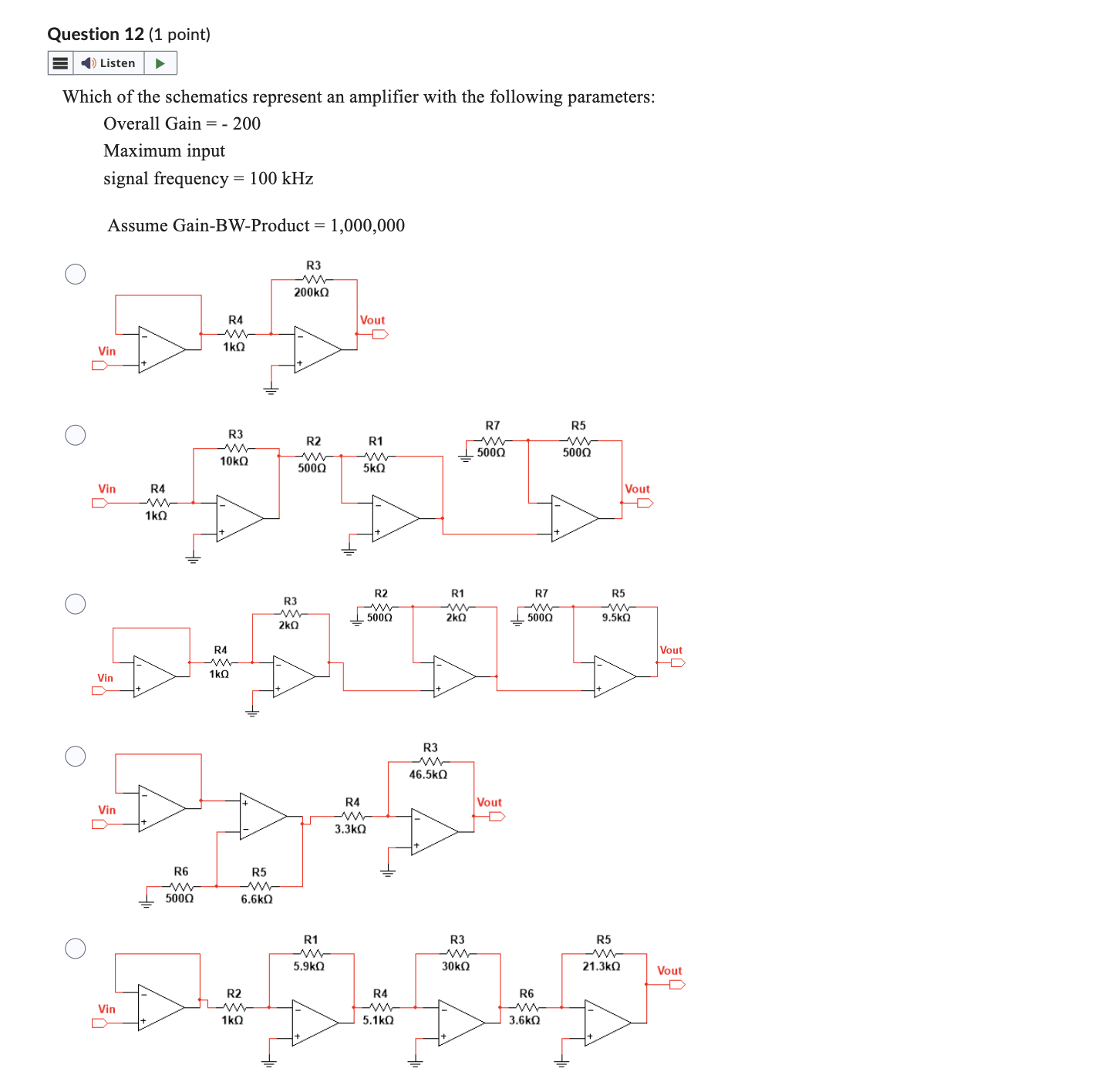 Solved Question 12 (1 ﻿point)EWhich of ﻿the schematics | Chegg.com