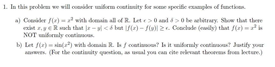 Solved 1. In this problem we will consider uniform | Chegg.com