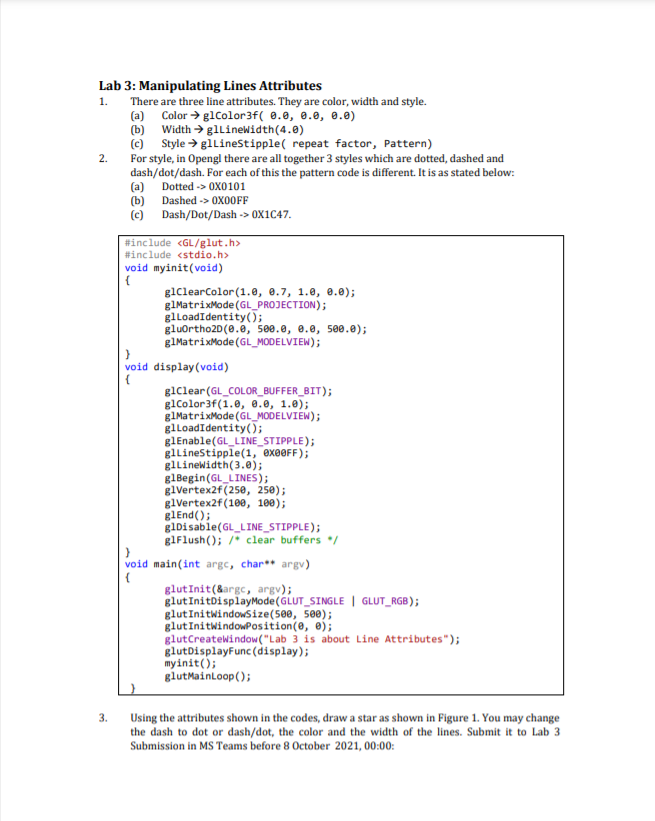 Solved 1. 2. Lab 3: Manipulating Lines Attributes There are | Chegg.com