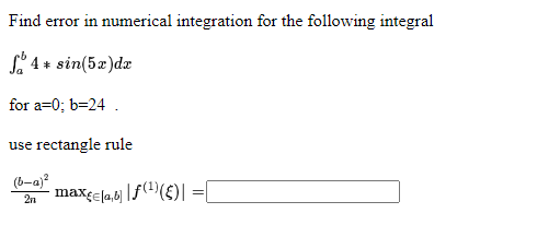 Solved Find error in numerical integration for the following | Chegg.com