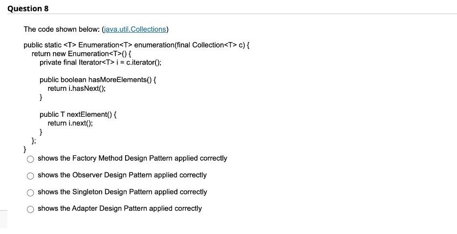 Solved The code shown below: is the Decorator Design Pattern | Chegg.com