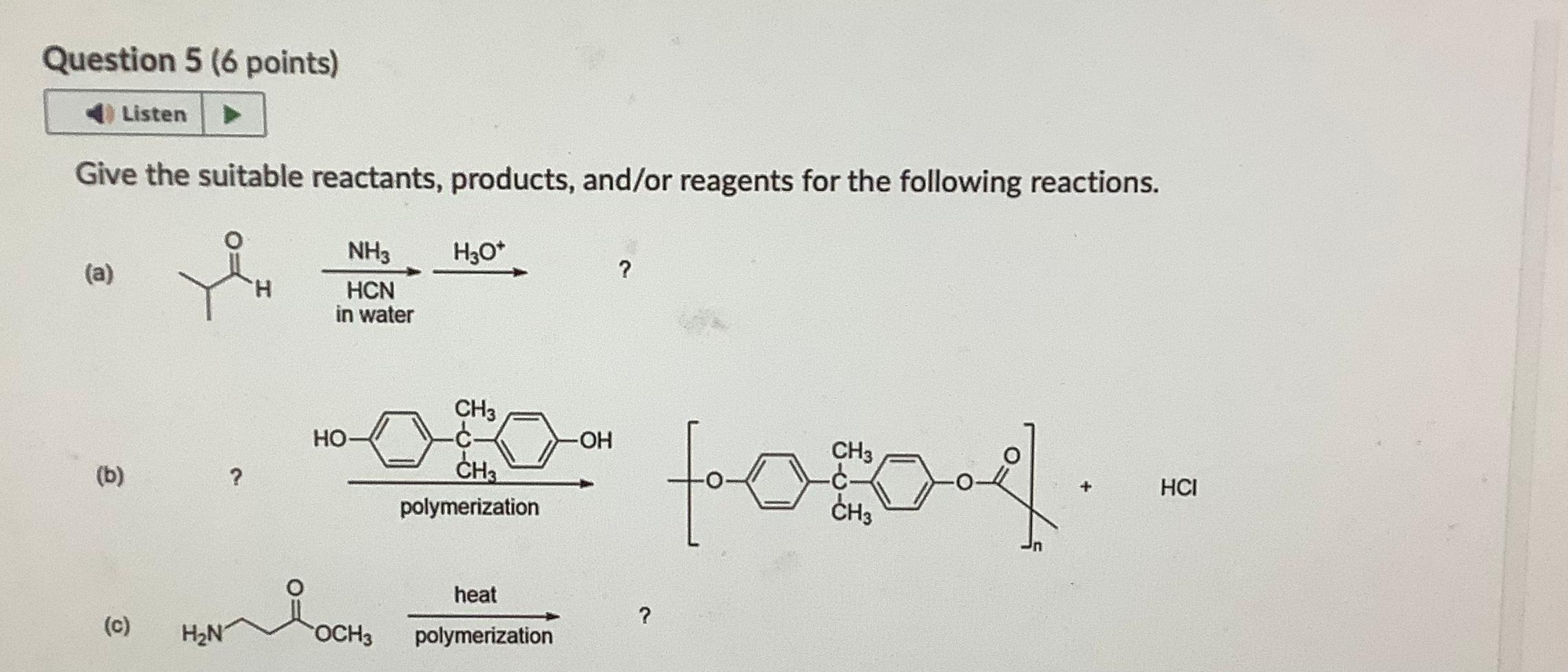 Solved Give the suitable reactants, products, and/or | Chegg.com
