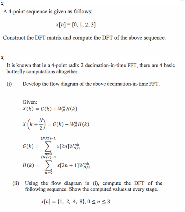 Solved A 4-point sequence is given as follows: | Chegg.com
