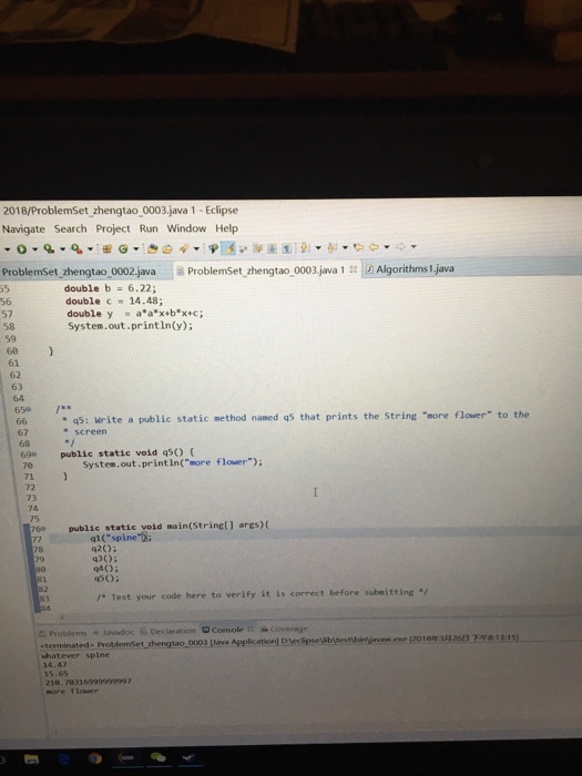 Solved 018/ProblemSet zhengtao 0003.java 1 -Eclipse lavigate | Chegg.com