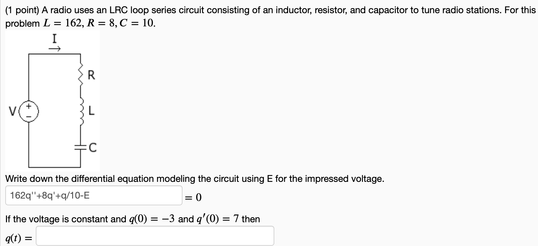 Solved (1 point) A radio uses an LRC loop series circuit | Chegg.com