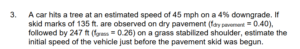 Solved A car hits a tree at an estimated speed of 45 ﻿mph on | Chegg.com