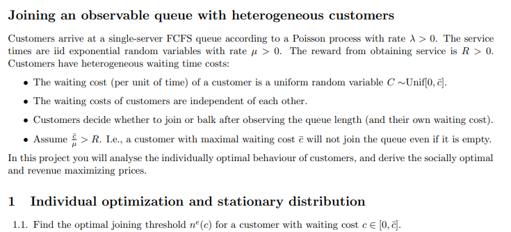 Solved Joining an observable queue with heterogeneous | Chegg.com