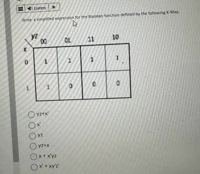 Solved Write a simplified expression for the Boolean | Chegg.com