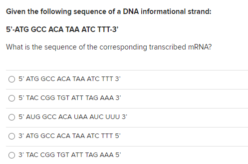 Solved Given the following sequence of a DNA informational | Chegg.com