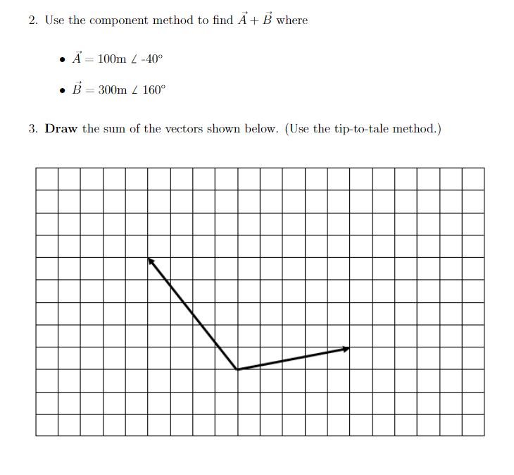 Solved 2. Use the component method to find A+B where - A=100 | Chegg.com