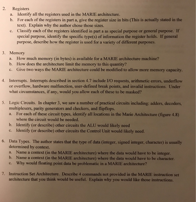 Solved 2. Registers Identify all the registers used in the | Chegg.com