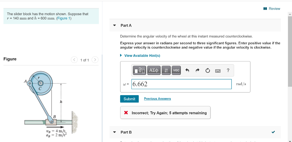 Solved II Review The slider block has the motion shown. | Chegg.com