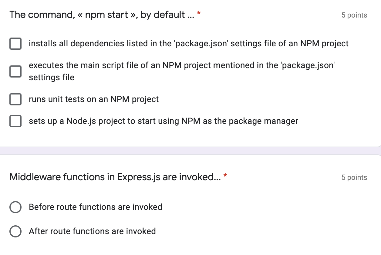 Solved * The command, « npm start », by default ... 5 points | Chegg.com