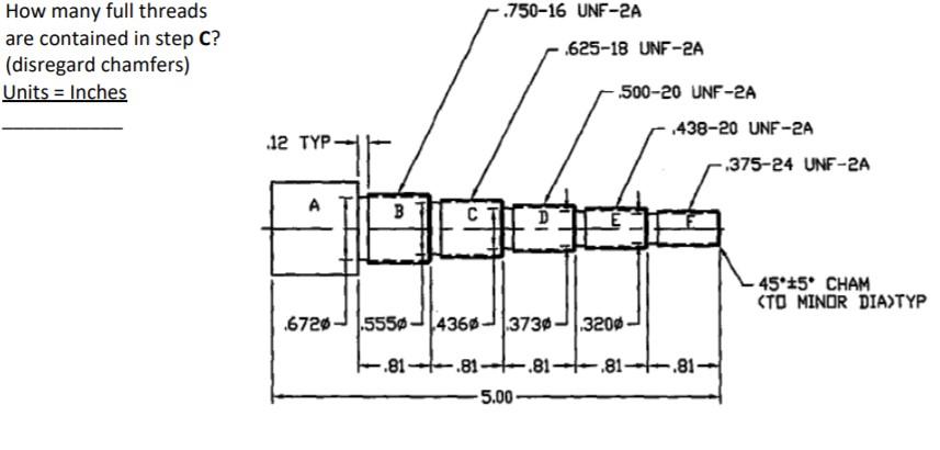 Solved 750-16 UNF-2A How many full threads are contained in | Chegg.com