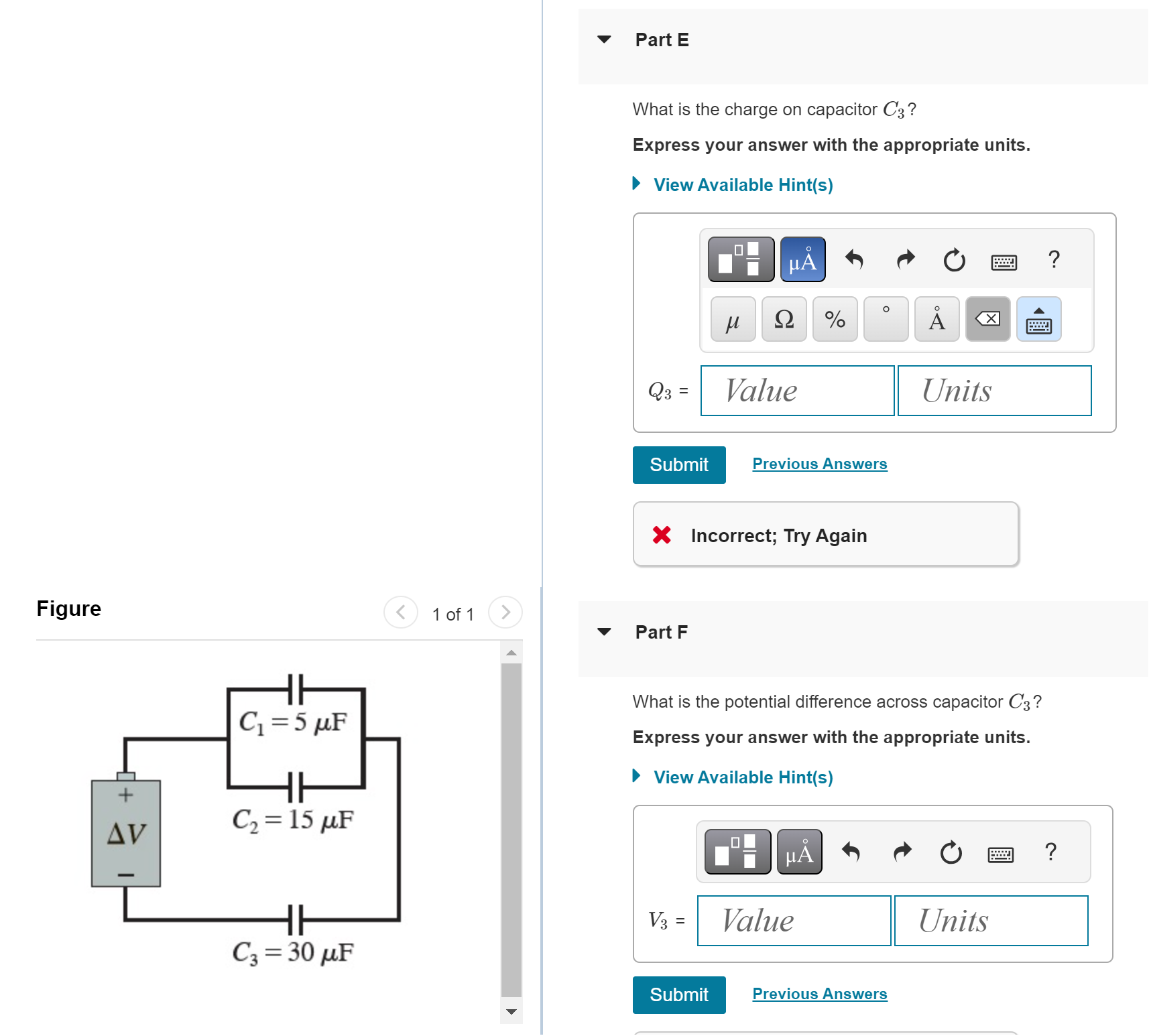 Solved context: Part A: Q1= 18 mCPart B: V1= 3.6V Part C: | Chegg.com