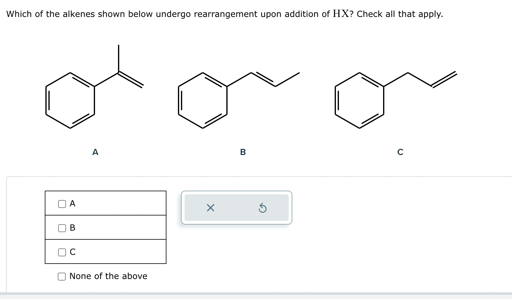 Solved Which of the alkenes shown below undergo | Chegg.com